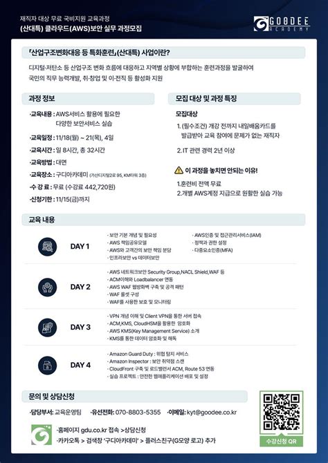 ★재직자 대상 전액 국비지원내일배움카드★ 클라우드aws 보안 실무 과정 요즘것들