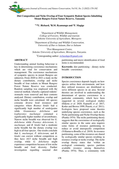 Pdf Diet Composition And Niche Overlap Of Four Sympatric Rodent Species Inhabiting Mount