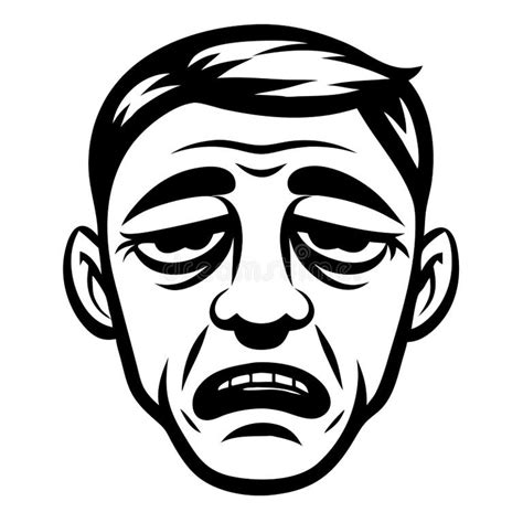 Sad Expression Vector Art Depicting Exhausted Man For Tattoo Designs