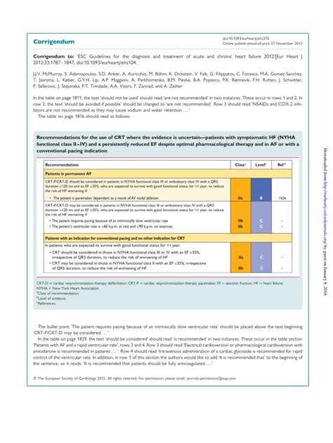 Pdf Corrigendum To Esc Guidelines For The Diagnosis And Treatment Of