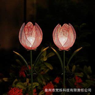 太阳能地插庭院灯 户外花园景观灯 铁艺郁金香灯 镂空花瓣装饰 阿里巴巴