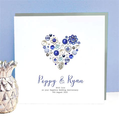 Personalised Sapphire Wedding Anniversary Card By Sweet Dimple