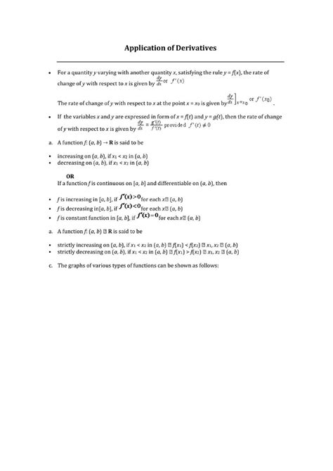 Application Of Derivatives Math Class Th Studocu