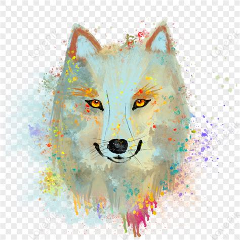 손으로 그린 회색 만화 수채화 일러스트 늑대 그림빨간노랑 Png 일러스트 무료 다운로드 Lovepik