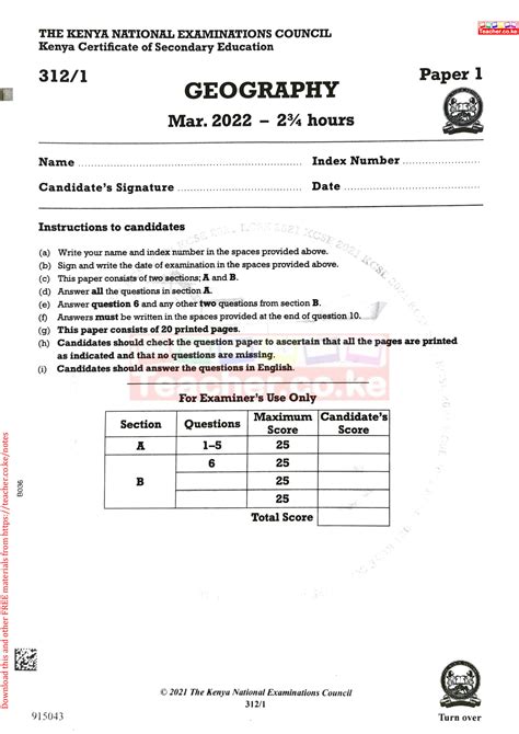 SOLUTION Kcse Geography Paper Studypool