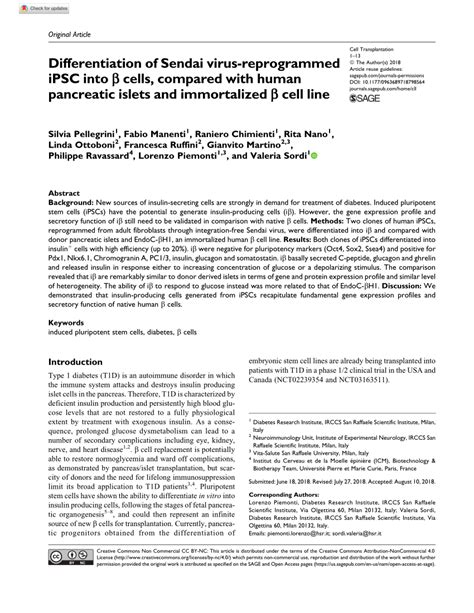 Pdf Differentiation Of Sendai Virus Reprogrammed Ipsc Into β Cells Compared With Human