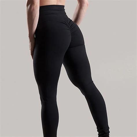 Womens High Waisted Bottom Scrunch Leggings Ruched Yoga Pants Push Up