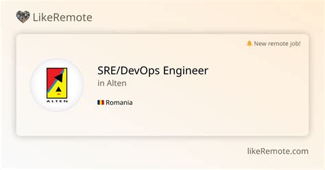 📩 Sredevops Engineer At 🏢 Alten 📍remote Job In 🇷🇴 Romania Rlikeremote