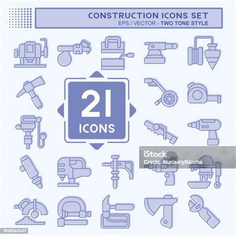 아이콘 세트 구성 건물 기호와 관련이 있습니다 투톤 스타일 심플한 디자인 편집 가능 간단한 일러스트레이션 건설업자에 대한 스톡
