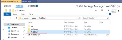 Clicking Open Containing Folder” On Aspnet Web Site Project Level Pm