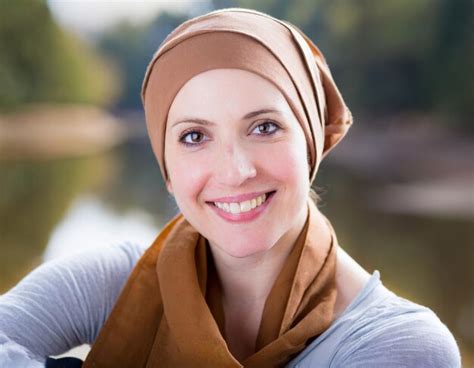 Premium Ai Image Smiling Cancer Patient Woman Wearing Headscarf