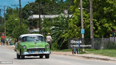 미국 녹색 시보레 빈티지 자동차 흰색 지붕 산타 클라라 쿠바쿠바 보도해 세리에에서 국가로에 스 1950 1959 년에 대한 스톡