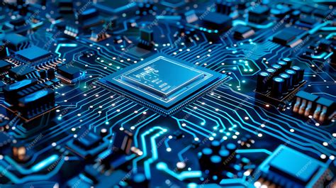 Premium Photo A Closeup Of A Computer Chip With Glowing Blue Lines