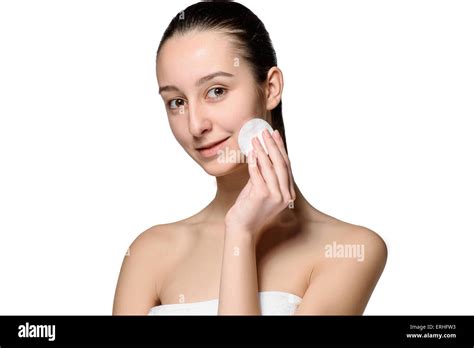Skin Care Woman Removing Face With Cotton Swab Pad Stock Photo Alamy
