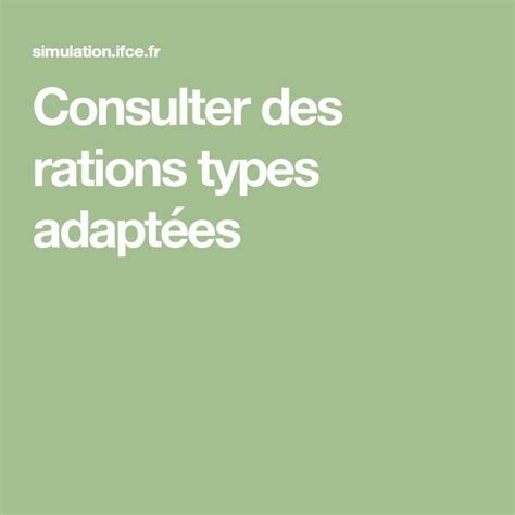 Consulter Des Rations Types Adaptées Type