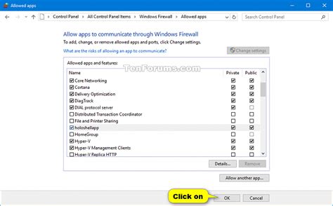 Add Or Remove Allowed Apps Through Windows Firewall In Windows 10