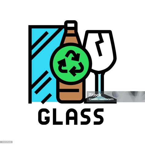 ガラス リサイクル廃棄物分別カラー アイコン ベクトル イラスト イラストレーションのベクターアート素材や画像を多数ご用意