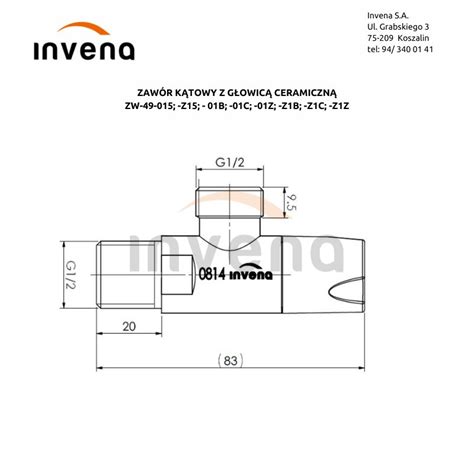 Zawór Kątowy Z Głowicą Ceramiczną 1 2 X 1 2 Złoty Kartonik INVENA
