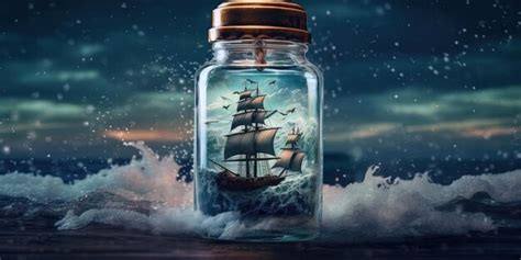 Premium Ai Image Ship In Bottle Glass