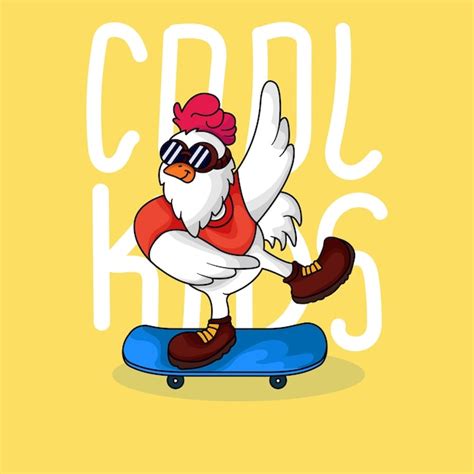 Premium Vector Cute Chicken Playing Skateboard Vector Llustration
