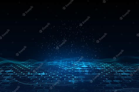 premium photo creative blue hexagonal background with binary code technology design and