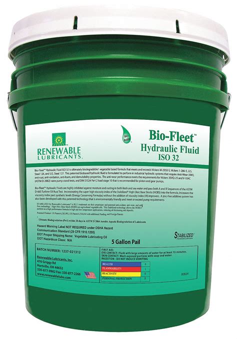 RENEWABLE LUBRICANTS Aceite Hidráulico ISO VG Cubeta Aceite Hidráulico A