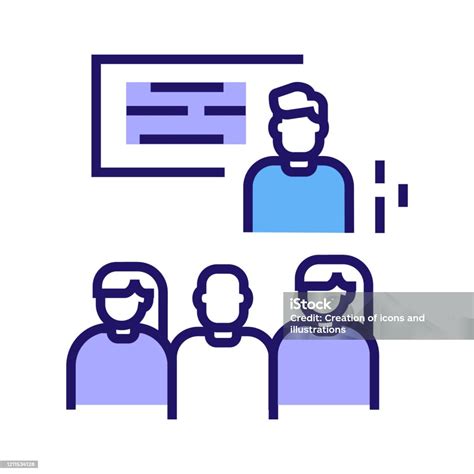 워크샵 컬러 라인 아이콘입니다 교사 교육자 교사 그룹 교육 웹 페이지 모바일 앱용 픽토그램 Ui Ux Gui 디자인 요소 편집