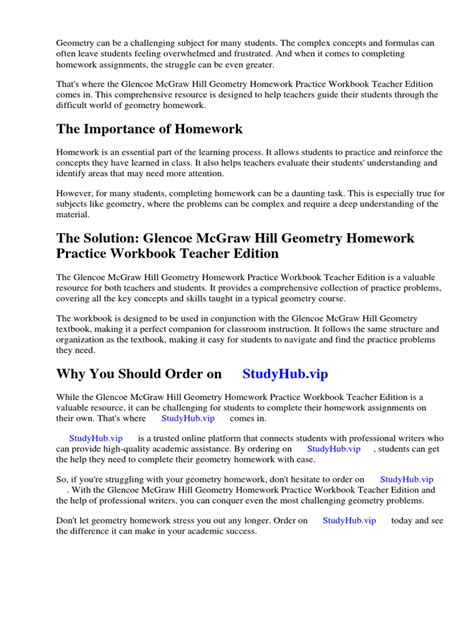 Glencoe Mcgraw Hill Geometry Homework Practice Workbook Teacher Edition