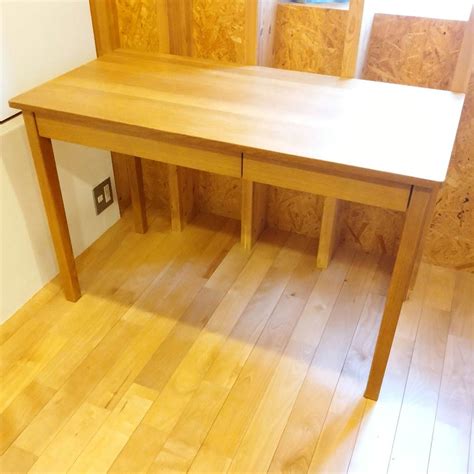 無印良品 無垢材デスク オーク材 コの字 棚ラック