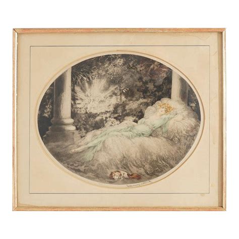 Signed Louis Icart Original Etching Smoke Reclining Nude Erotic Art