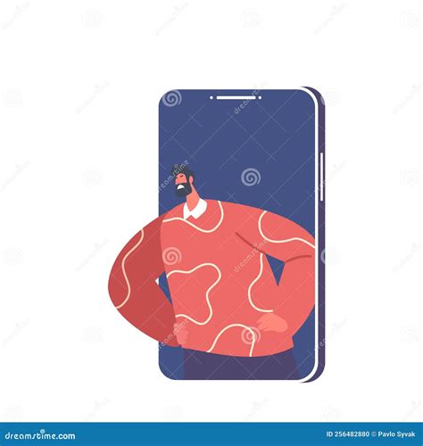 Angry Aggressive Man Yelling And Blaming From Smartphone Screen Cyber Bullying In Social Media