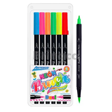 Marcador Dual Neon Artesco Colores Surtidos Paq X 6 Und Br