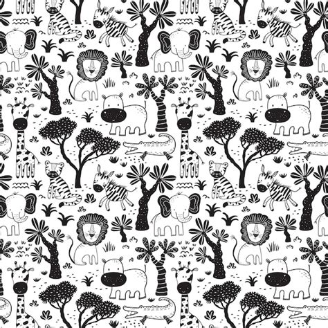 Premium Vector My Beautiful Savanna Seamless Pattern In Mono