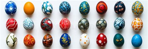 Colourful Collection Of Easter Eggs Each Different Symbol Of Spring