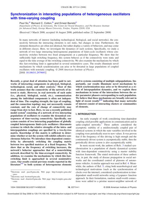 Pdf Synchronization In Interacting Populations Of Heterogeneous