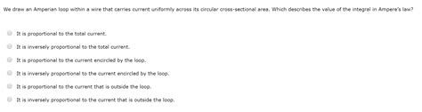 Solved We Draw An Amperian Loop Within A Wire That Carries