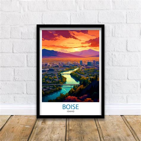 Boise Idaho Travel Print Boise Wall Decor Boise Poster Idaho Travel
