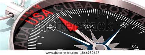Compass Needle Pointing Word Usa 3d Stock Illustration 1866982627