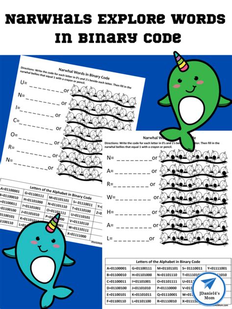 Narwhals Explore Words In Binary Code Jdaniel4s Mom