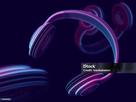 어두운 배경에 현대적인 3d 헤드폰 디지털 사운드의 추상적 시각화 헤드폰에 대한 스톡 벡터 아트 및 기타 이미지 헤드폰 팟캐스팅 음악 Istock