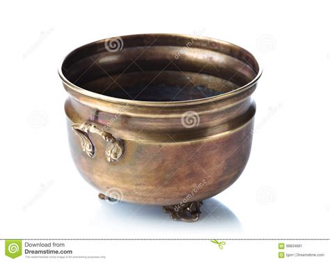 Old Brass Pot Isolated On A White Background Stock Image Image Of