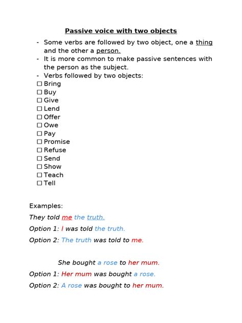 Passive Voice With Two Objects Pdf
