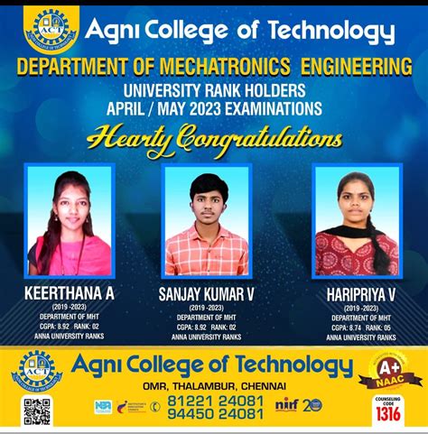 Karthikeyan As On Linkedin 🎉 Proud Moment For The Mechatronics Engineering Department At Agni