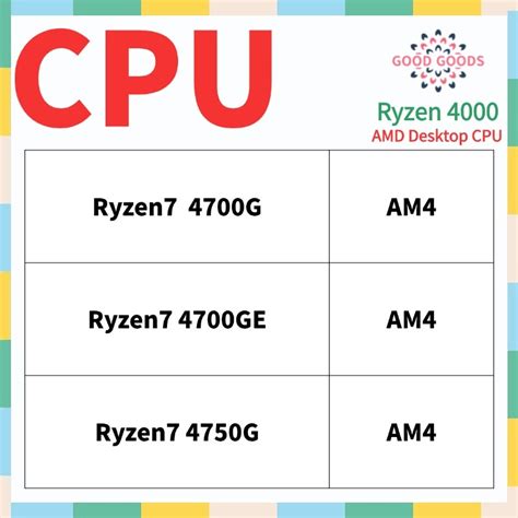 Ryzen7 4700g Ryzen7 4700ge Ryzen7 4750g Amd Ryzen 4000 โปรเซสเซอร์เดสก์ท็อป Cpu ซ็อกเก็ต Am4