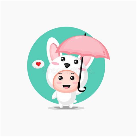 Cute Rabbit Carrying An Umbrella Stock Vector Illustration Of Graphic