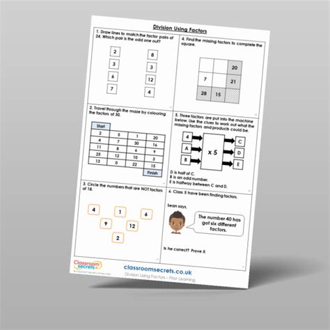 Division Using Factors Prior Learning Resource Classroom Secrets