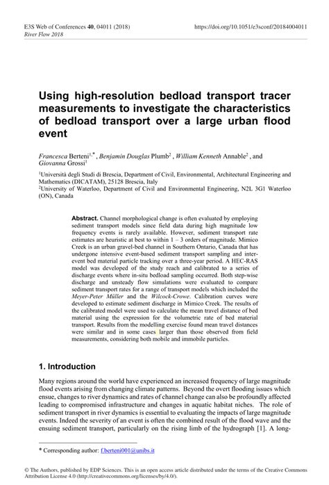 Pdf Using High Resolution Bedload Transport Tracer Measurements To