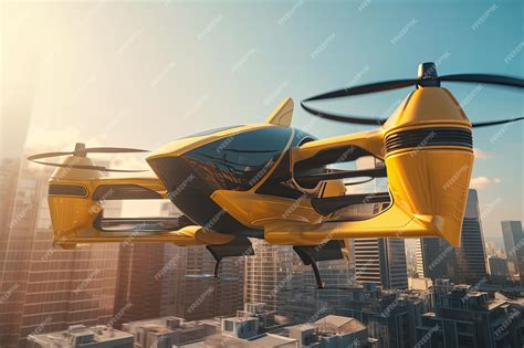 Premium Photo Future Of Urban Air Mobility City Air Taxi Uam Urban