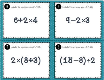 Math Order Of Operations Task Cards PEMDAS GEMDAS 5th Grade 6th Grade
