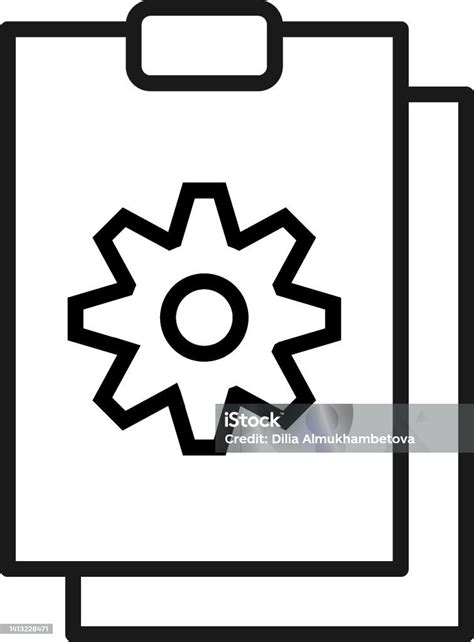 문서 사무실 계약 및 계약 개념 평면 스타일로 그려진 흑백 벡터 기호 클립보드의 톱니바퀴 또는 기어의 벡터 선 아이콘 계약서에 대한 스톡 벡터 아트 및 기타 이미지 Istock